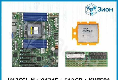 Epyc 9474F + H13SSL-I + DDR5 512Gb + Кулер