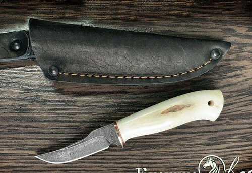 Мини нож "Ворон", Дамасская сталь, рукоять рог