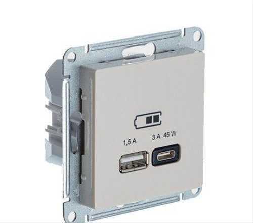 SE AtlasDesign Песочный Розетка USB A + тип-C 45В