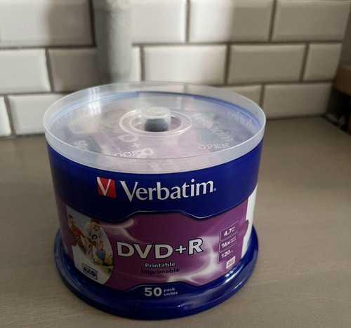 Диски болванки dvd r verbatim printable 50 шт