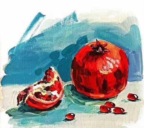 Картина гранат масло натюрморт с фруктами овощами
