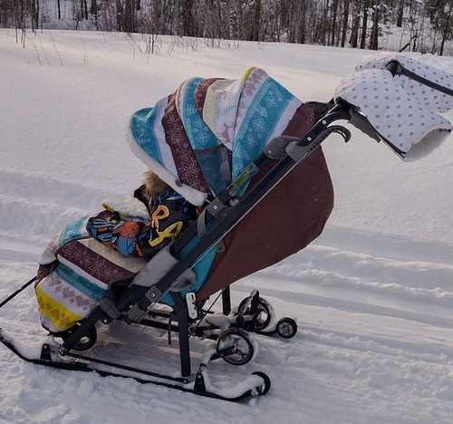 Детские санки коляска бу с колесами