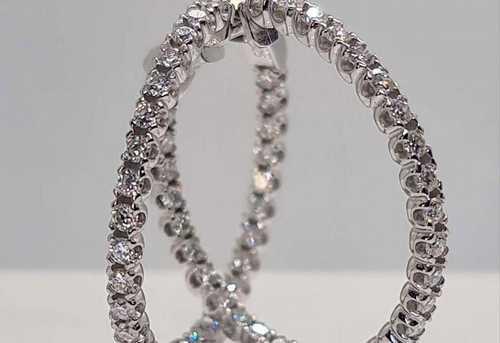 Серьги кольца с бриллиантами (муассанитами)