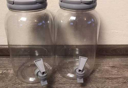 Пластиковая банка для напитков с краном