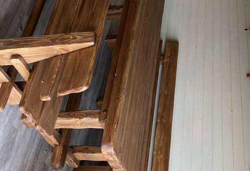 Стол и лавки скамейки из массива дерева Витязь