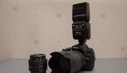 Nikon d90 + kit + nikkor af 50mm +вспышка sb600