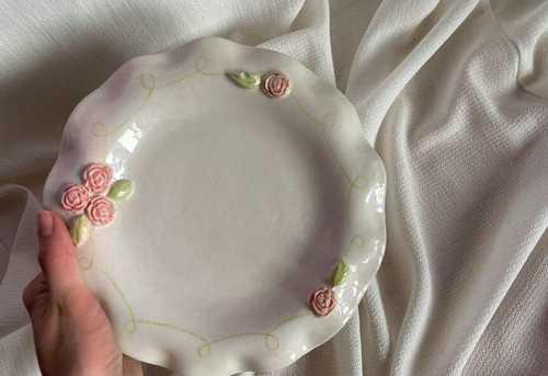Керамическая тарелка ручной работы винтаж