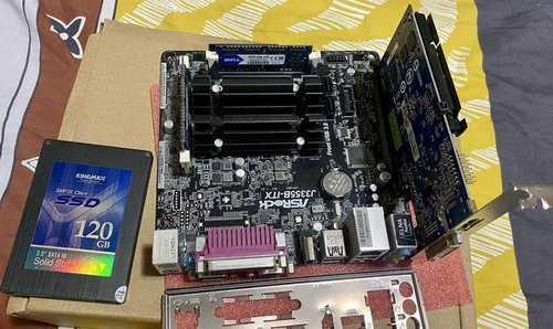 Комплект Asrock J3355-itx,видеокарта,память,ssd