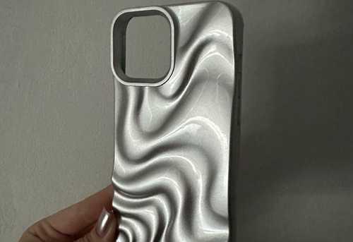 Чехол на iPhone 13 pro max серебряный новый