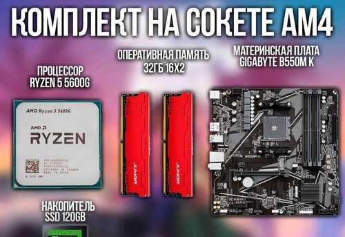 Комплект AM4 ryzen/32GB/B550M/SSD