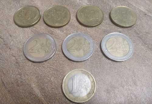 Монеты евро и центы