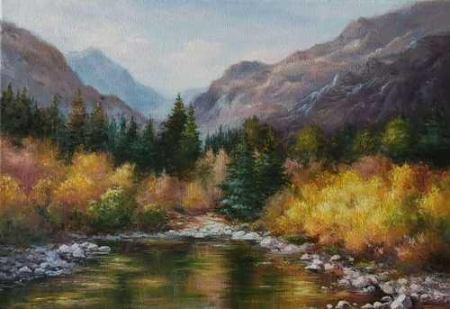 Картина осень в горах горы горный пейзаж