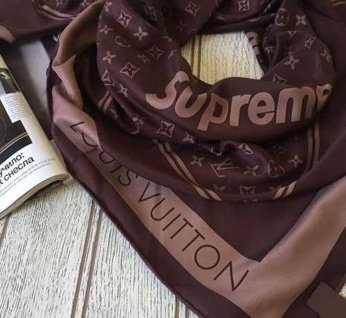 Новый шелковый платок. LV supreme. Шоколад