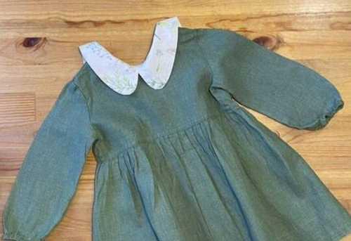 Платье льняное темно-зеленое Jane Story 104