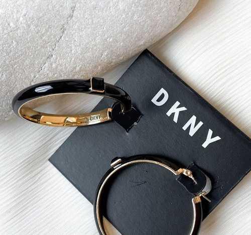 Новые серьги Dkny черные кольца оригинал