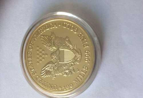 Позолоченная монета США 2000 г Шагающая Свобода