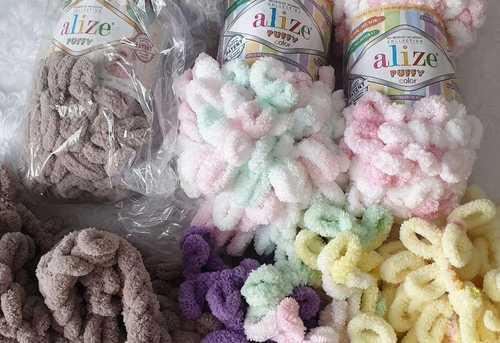 Пряжа alize puffy и alize puffy color