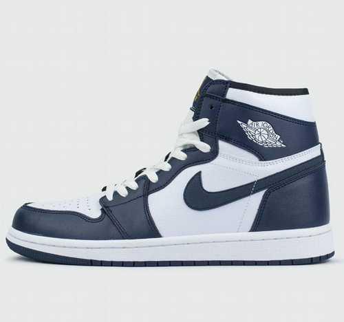 Nike Air Jordan 1 White / D.Blue с мехом