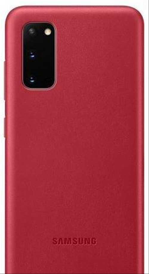 Кожаный Оригинальный Чехол на Samsung S20 красный