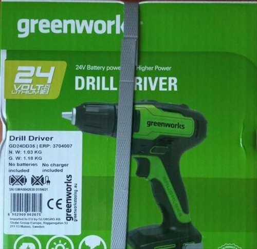 Дрель шуруповерт greenworks(GD24DD35)