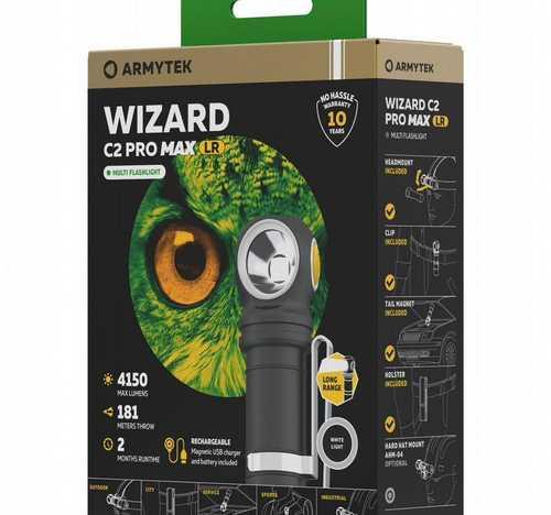 Фонарь Armytek Wizard C2 Pro Max USB LR/Белый