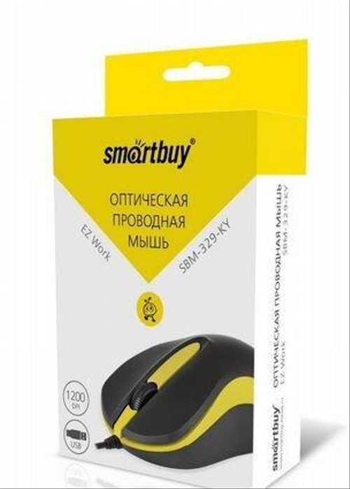 Мышь проводная Smartbuy 329 USB, черно-желтая
