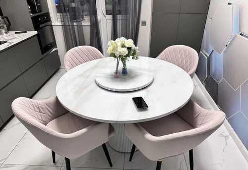 Кухонный стол круглый 3D "Флагман 2" с менажницей