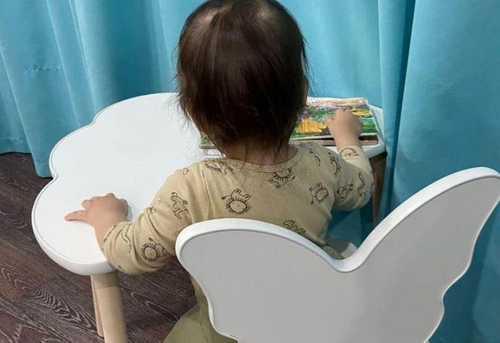 Детский стол и стул бабочка новый