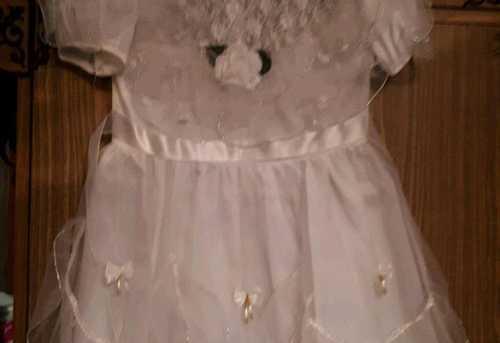 Платье праздничное для девочки, белого цвета