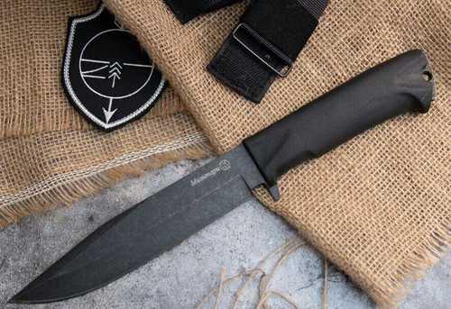 Нож "Милитари" AUS-8 Stonewash Черный Elastron