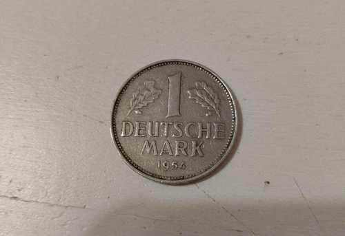Немецкая монета 1954 год. 1 deutsche mark