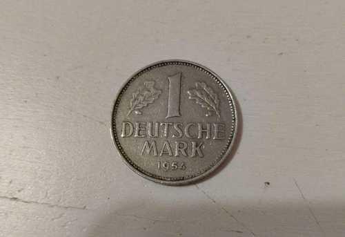 Немецкая монета 1954 год. 1 deutsche mark