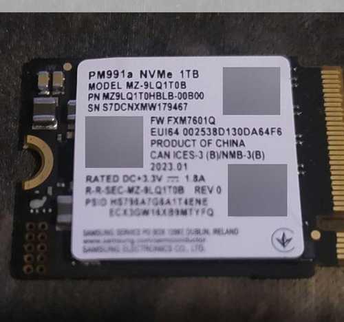 2230 1TB Samsung PM991a m2 nvme ssd, как новый