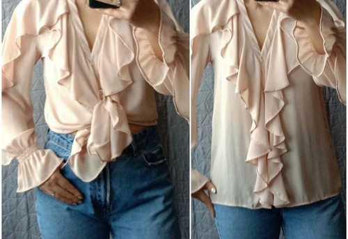 Блузка рубашка Zara с рюшами 40-42