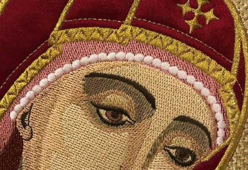 Икона Девы Марии вышивка гладью
