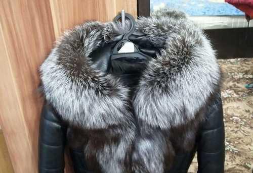 Кожаное зимнее пальто