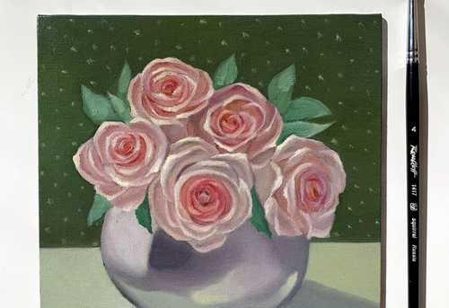 Картина маслом цветы натюрморт розы