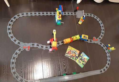 Lego duplo большая железная дорога+2комплекта стре