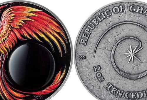 Монета "Феникс. Хроники огня"Серебро Гана