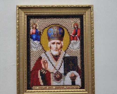 Икона "Святой Николай Чудотворец" Вышивка бисером
