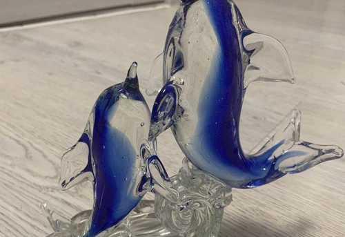 Статуэтка дельфины, стеклянные