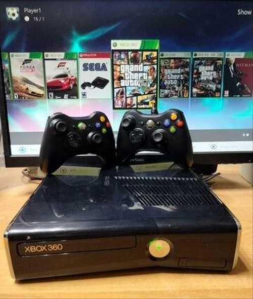 Xbox 360 S 320Gb 2 Геймпада FreeBoot 43 Игры
