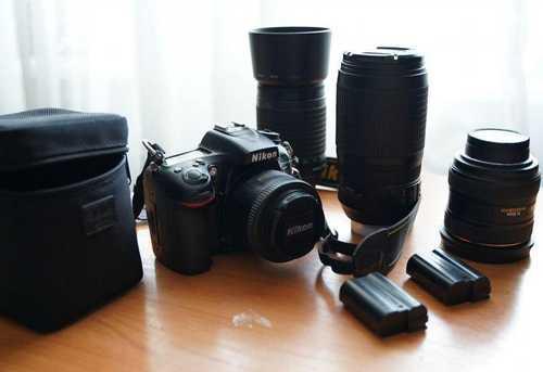 Фотоаппарат зеркальный Nikon D7100 и 4 объектива