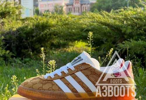 Кеды Adidas Gazelle Gucci Original GG Beige Brown