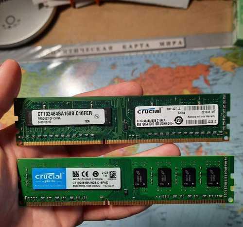 Оперативная память ddr3 8 gb 1600 MHz Crucial