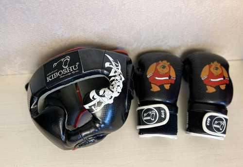 Боксерские перчатки и шлем kiboshu детские