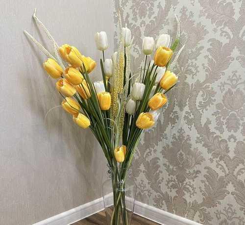 Тюльпаны цветы искусственные с вазой