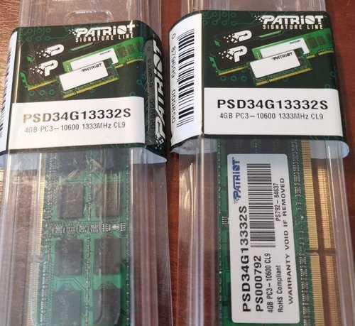 Модуль памяти Patriot sodimm DDR3 4Gb PSD34G13332S