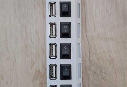 Адаптер питания USB 2.0 7/7 портов, выключателем