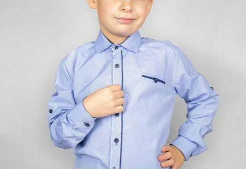 Рубашка для мальчика на кнопках, синяя